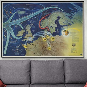 1944 Pictorial Navy Map of the North Atlantic and Western European ...