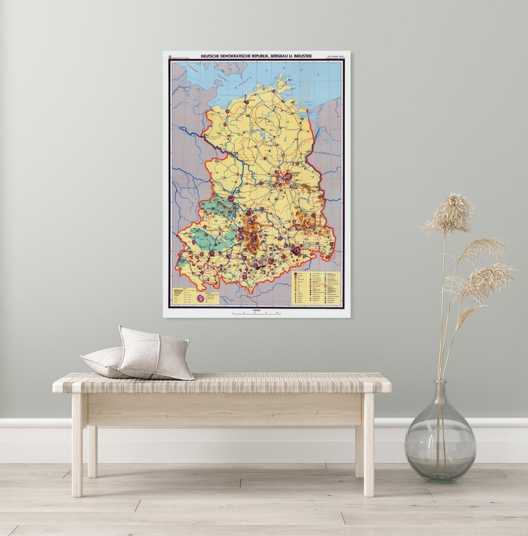 1964 Map of East Germany German Democratic Republic Eastern Bloc Cold ...