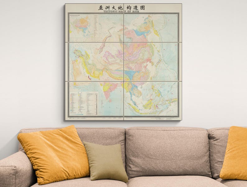 Tectonic Map of Asia – Detailed Geological Cartography Showing Fault ...