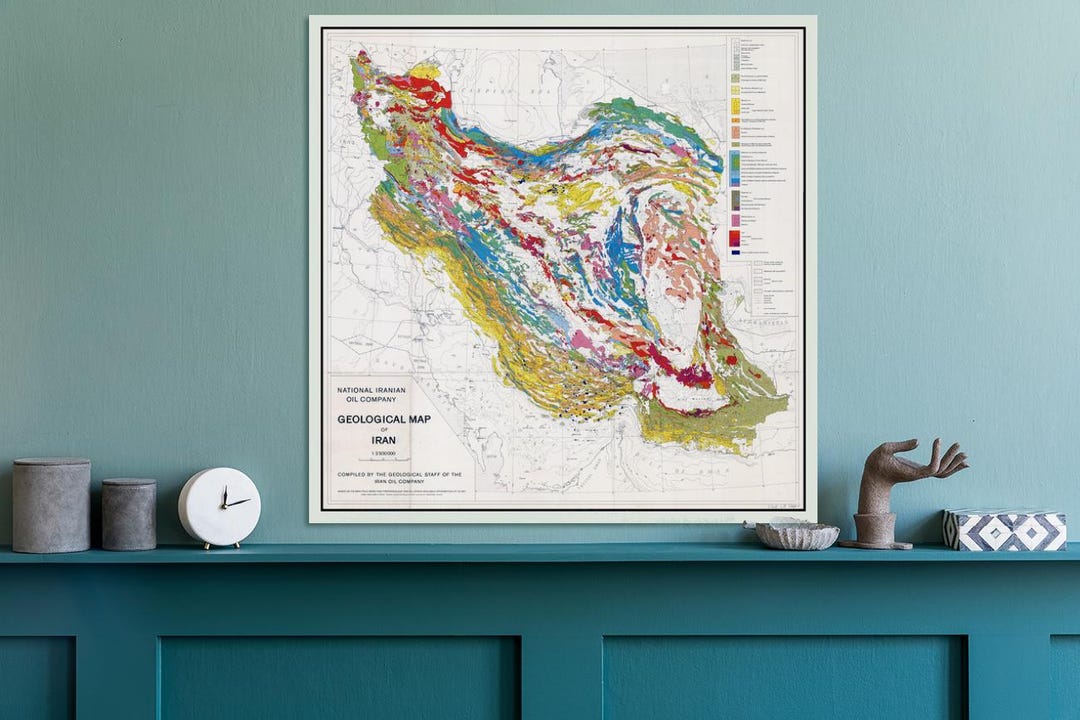 1959 Oil Map of Iran Historical Middle Eastern Geological Geography ...