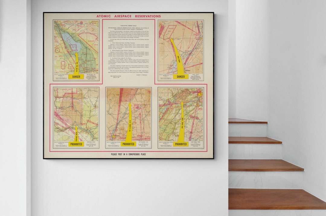 1950 Map of US Atomic Reservations Hanford, Los Alamos, Oak Ridge, Arco ...