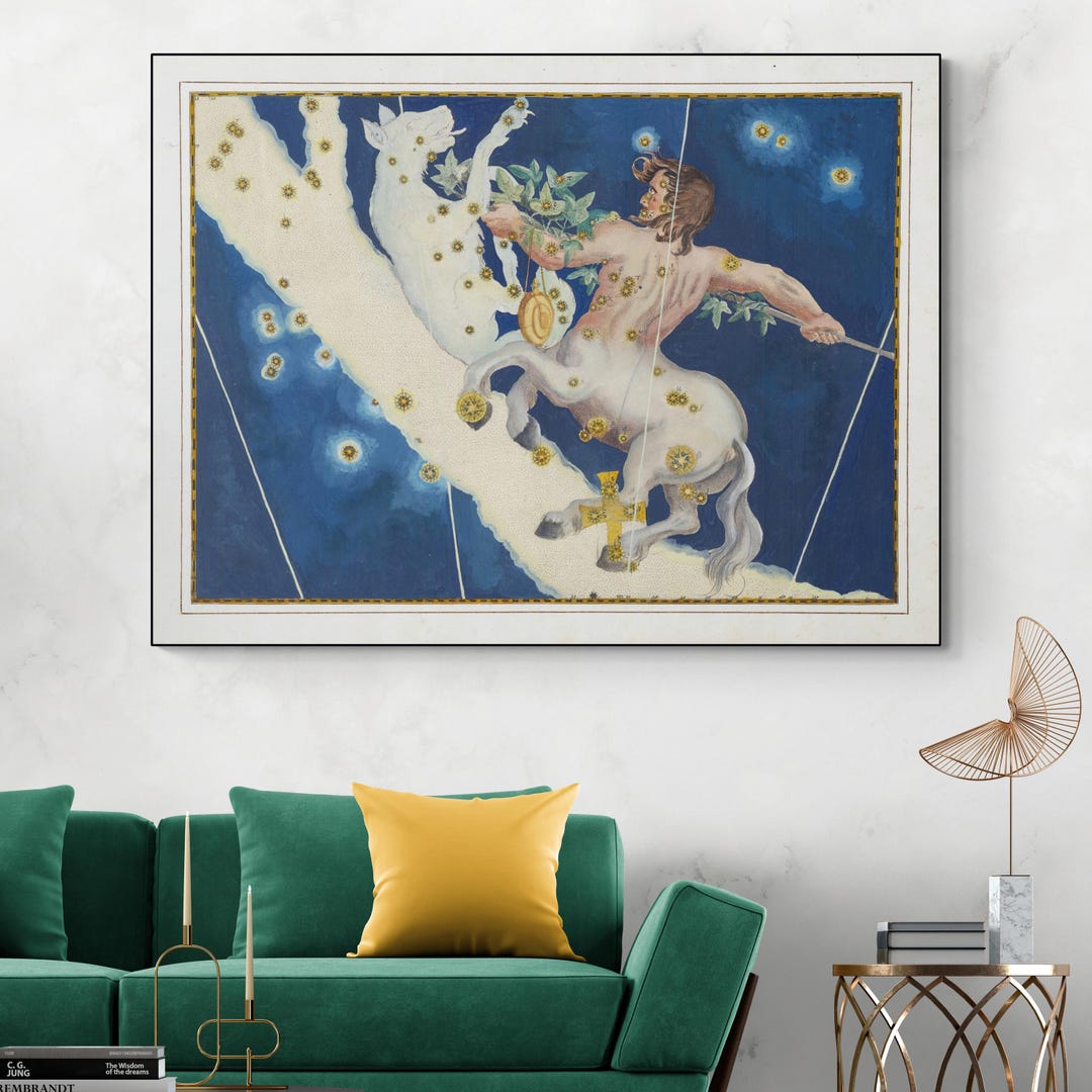 17th Century Centaurus and Lupus Zodiac Illustration Star Sign ...