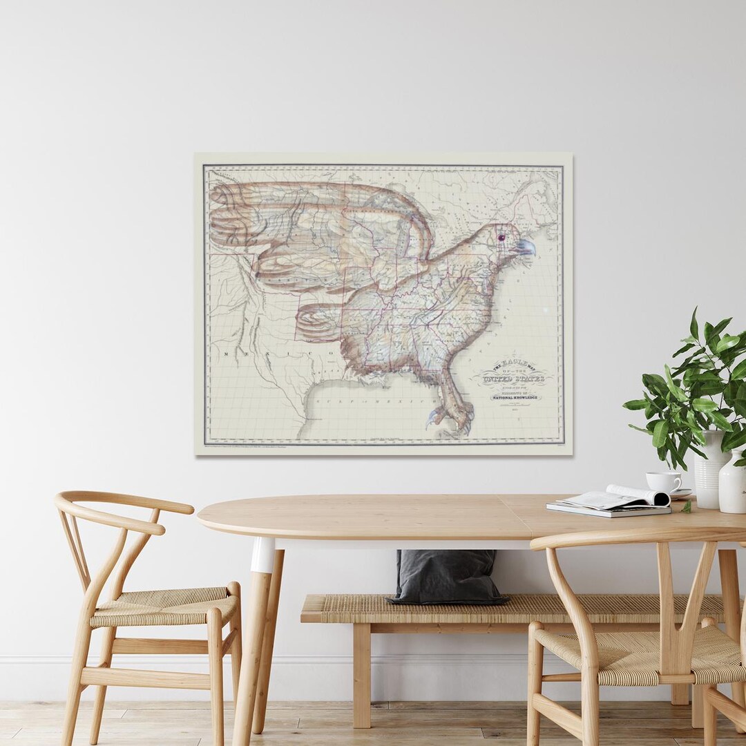 1830 Eagle Map of the United States Historical American Geography ...