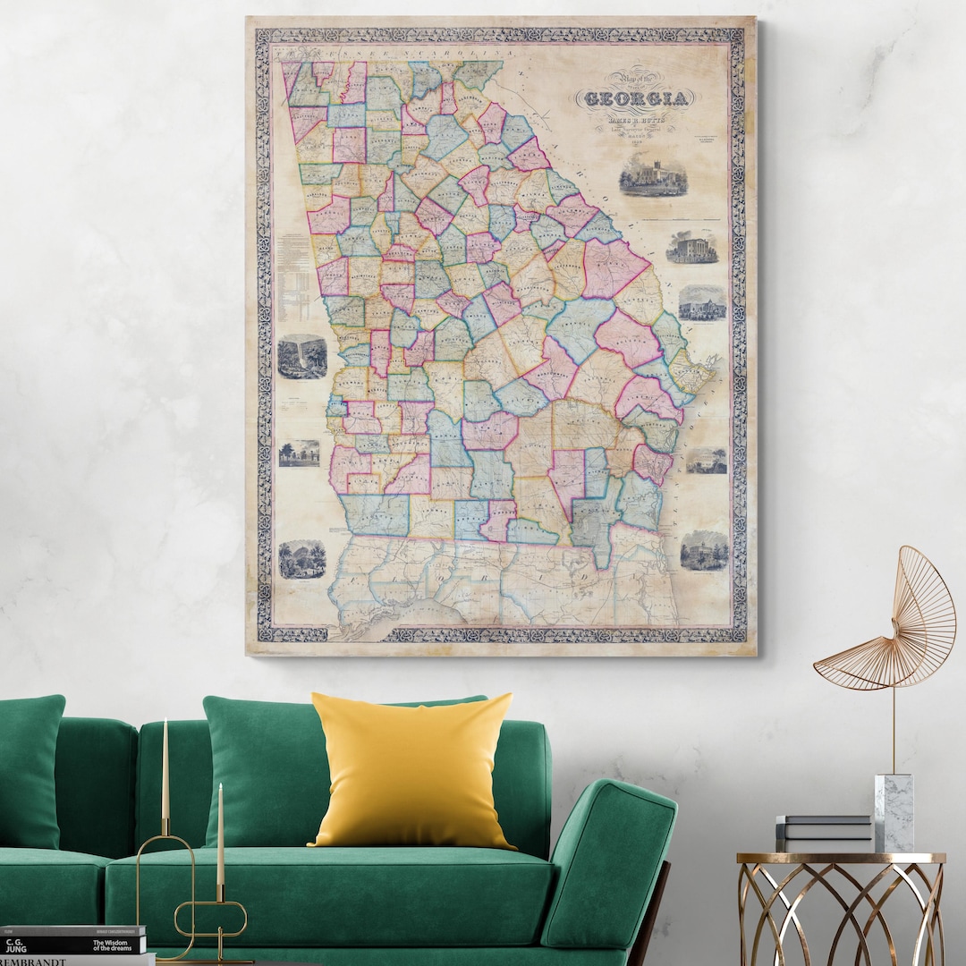 1859 Map of Georgia – Antebellum Era Map Showing Counties, Railroads ...