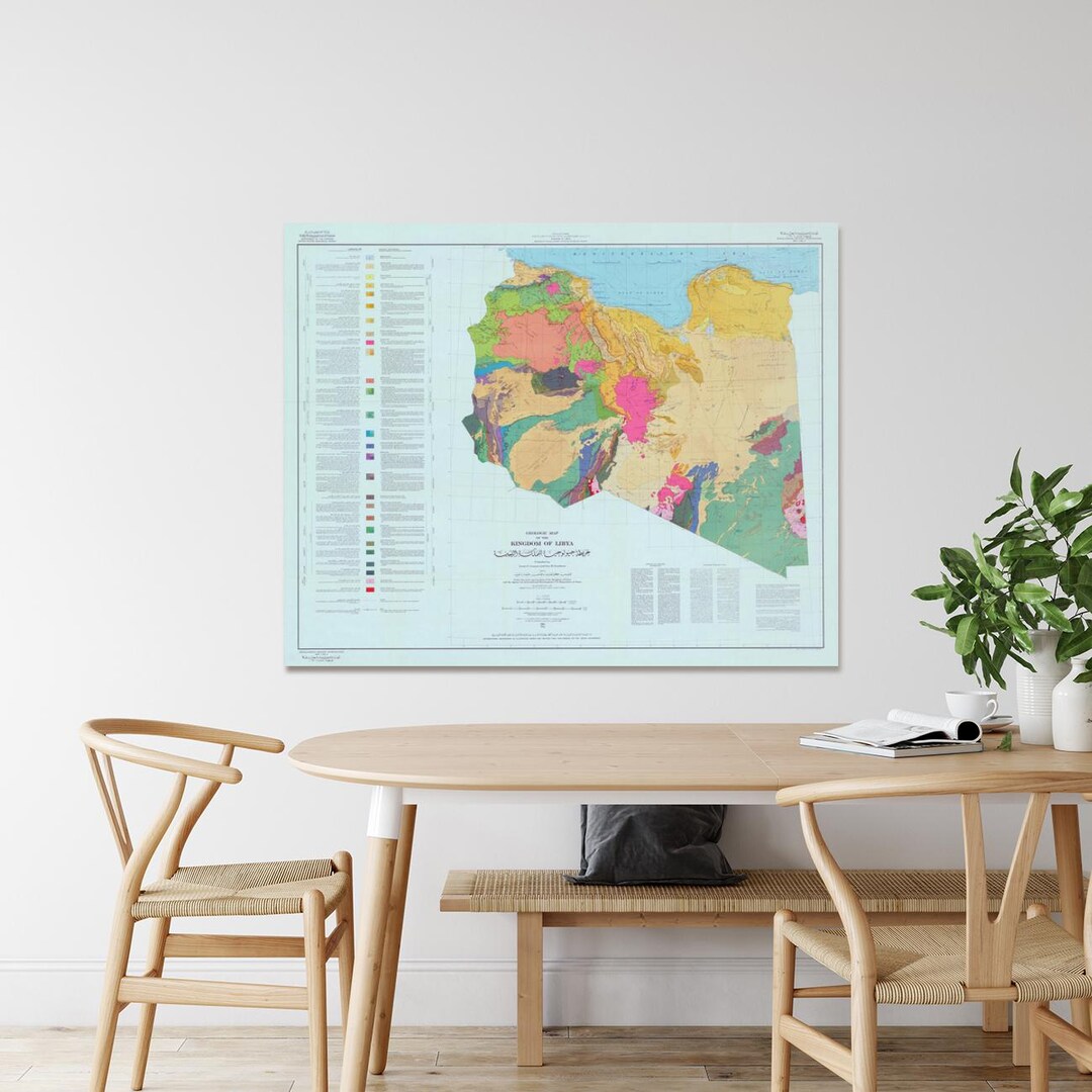 Geological Oil Map of the United Kingdom of Libya Historical African ...