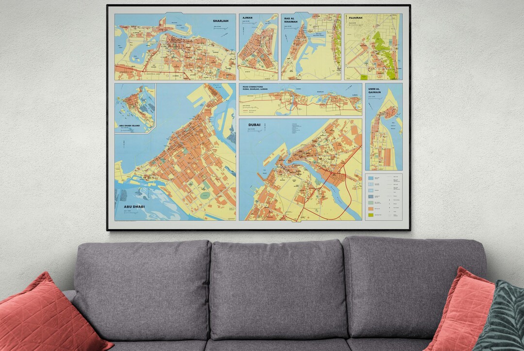 1986 Map of United Arab Emirates Historical Middle Eastern Geography ...