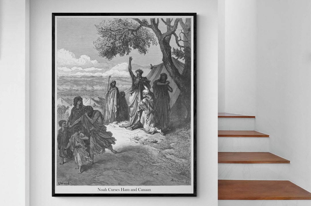 Noah Curses Ham and Canaan Gustave Dore Antique Christianity Engraving ...