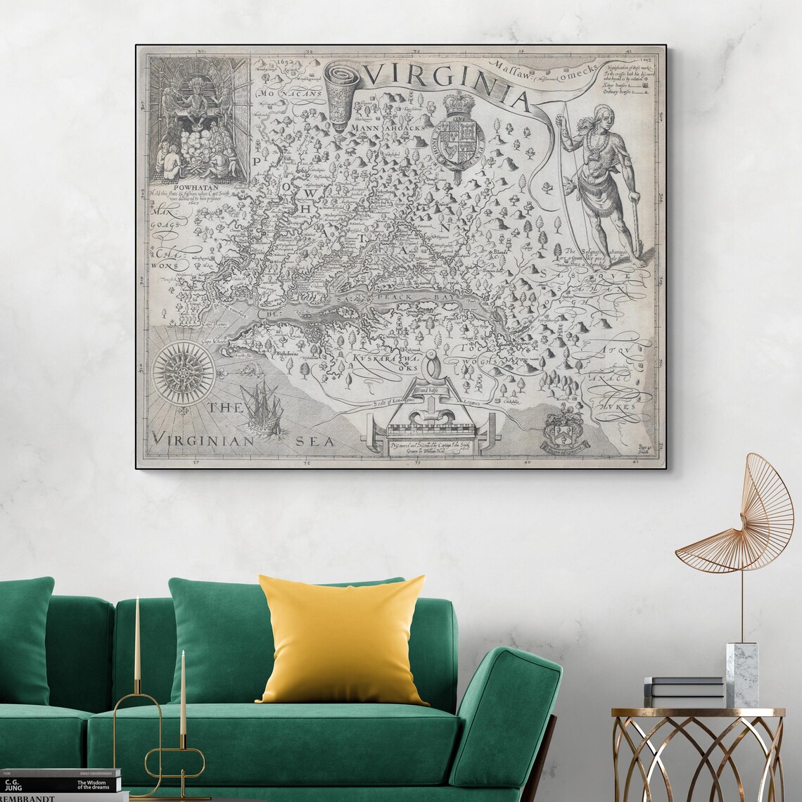 1612 John Smith Map of Virginia – Early Colonial America Map Showing ...
