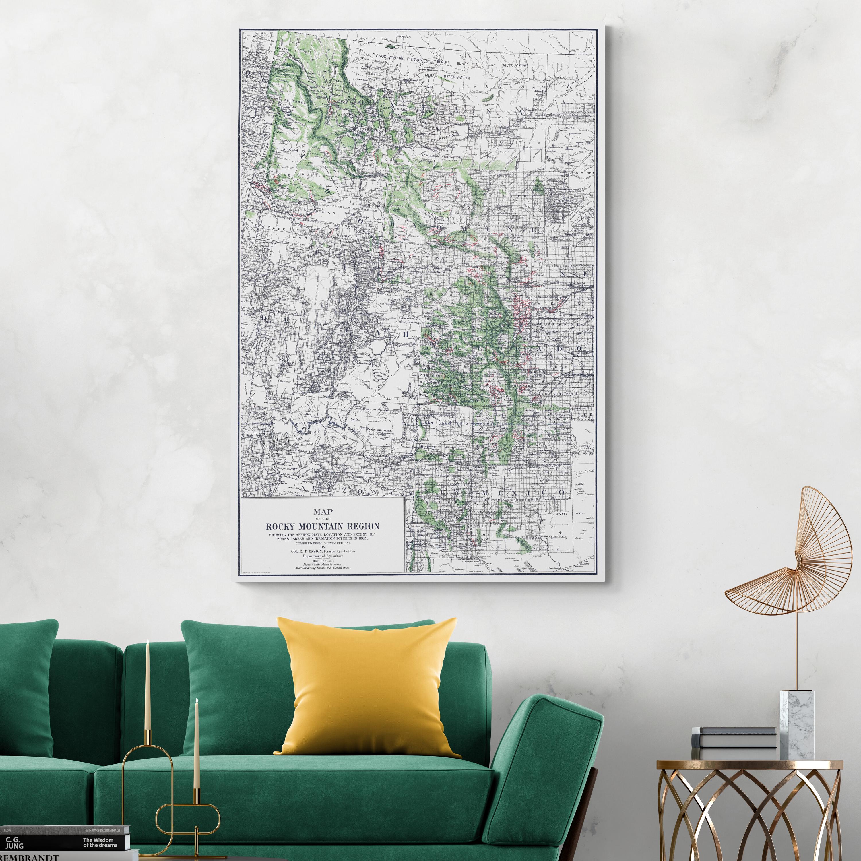 1885 Topographical Map of the Rocky Mountains – Detailed U.S ...