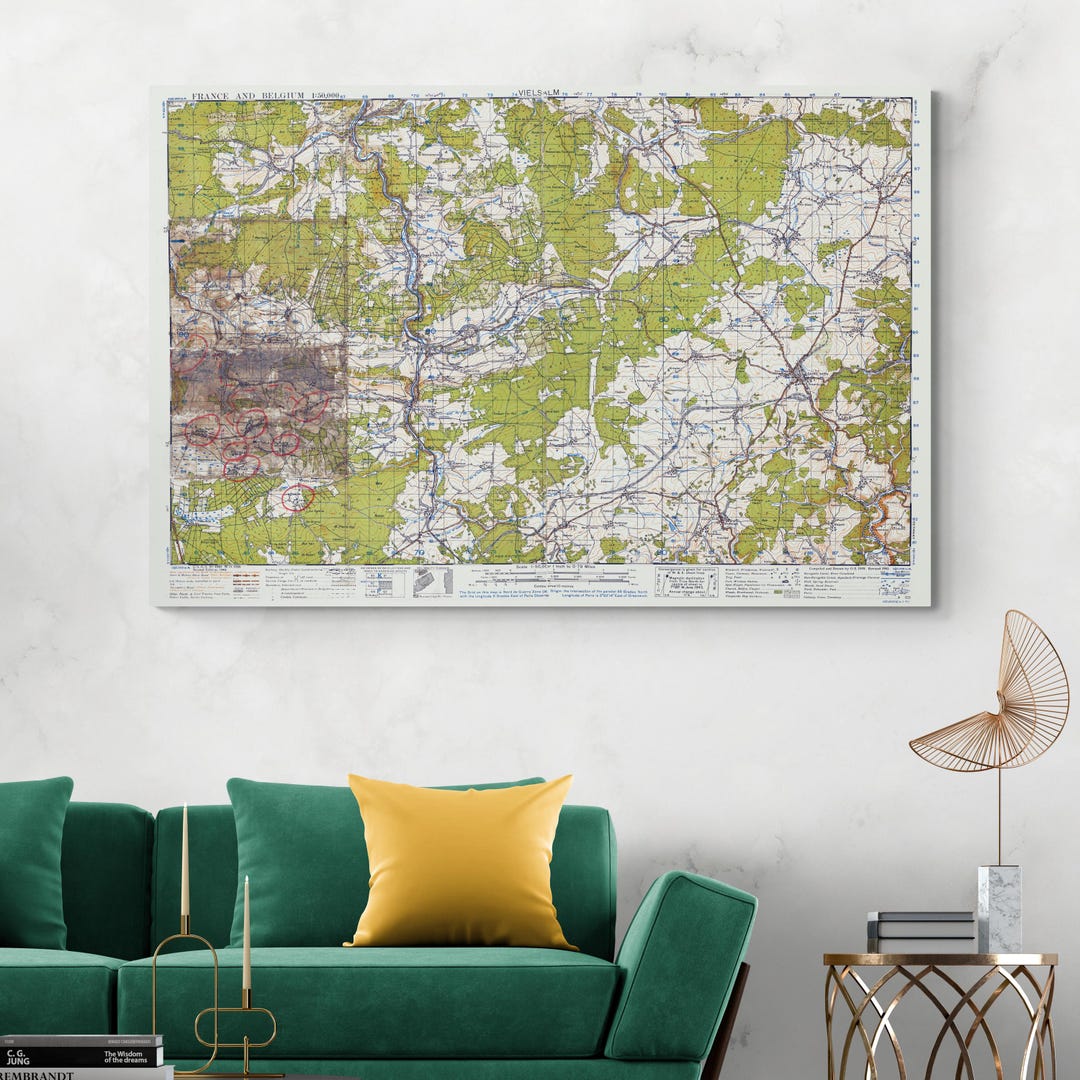 1943 British Military Map of the Ardennes – World War II Battle of the ...