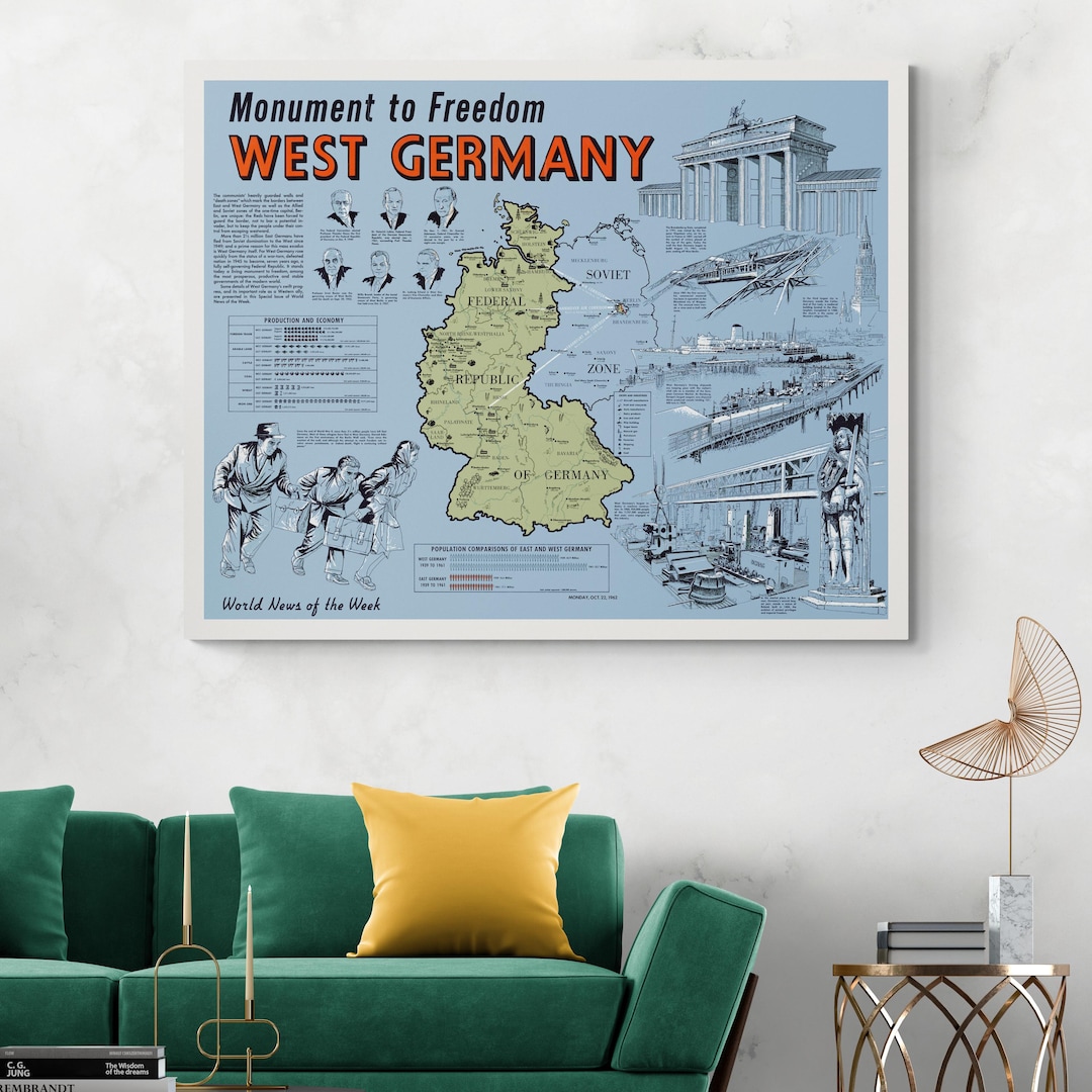 1962 Pictorial Map of West Germany – Cold War Era Political Geography ...