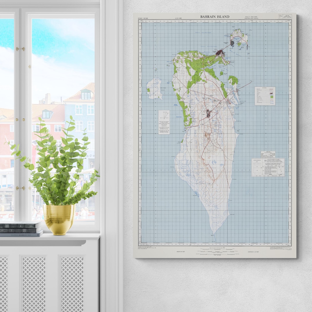 1956 Map of Bahrain – Mid-20th Century Map Showing Island’s Urban ...