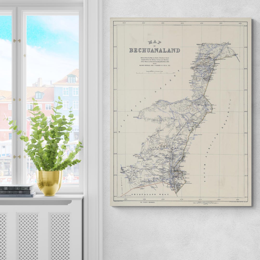 1886 Map of Bechuanaland – Victorian Era Colonial Plan of Modern ...