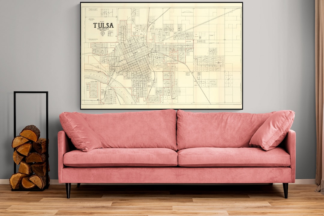 1915 City Map of Tulsa Oklahoma Antique Vintage Historical Cartography ...