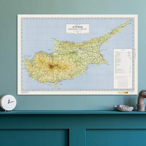 1971 Republic of Cyprus Map Mediterranean Geography Cypriot History ...