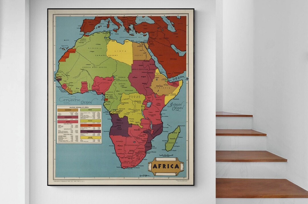 Map of Colonial Africa Classroom Colonialist Nations Chart Political ...