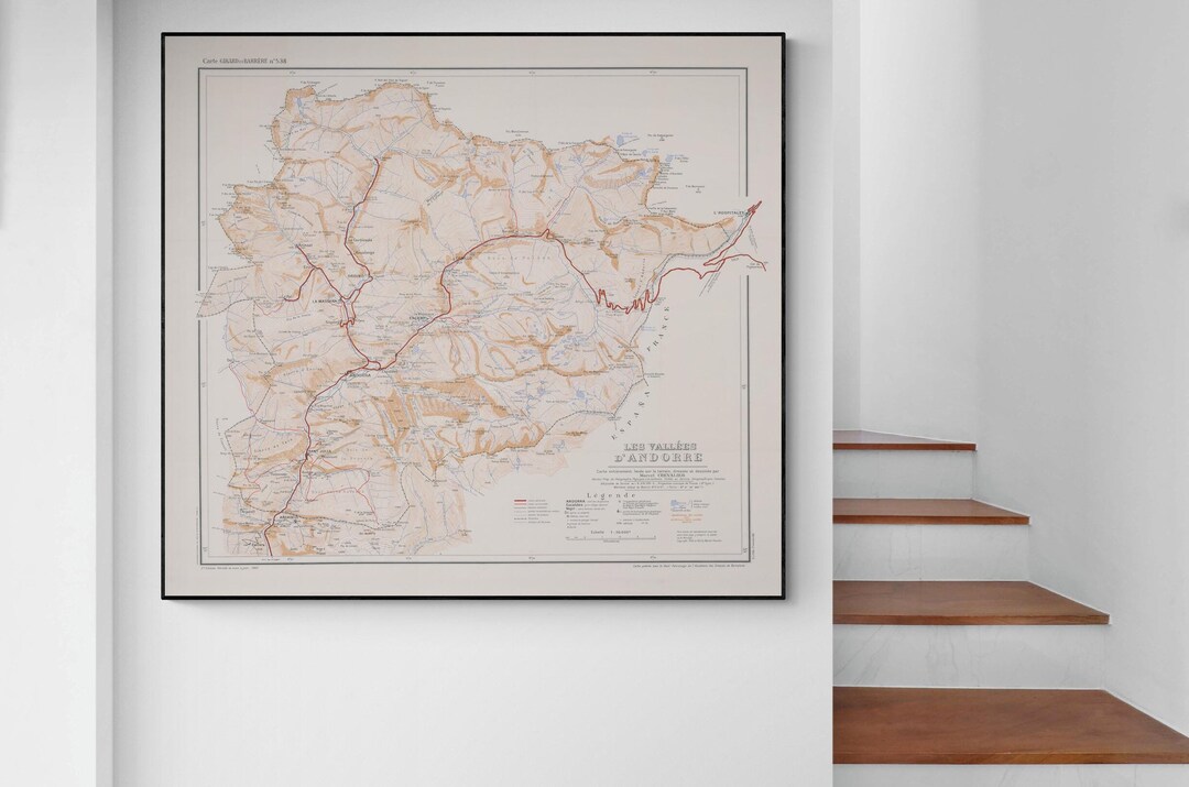 1962 Map of Andorra Historical European Geography Antique Cartography ...