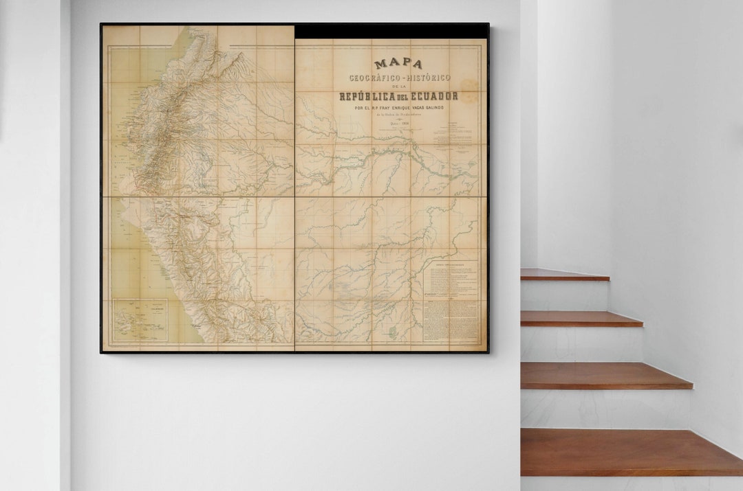1906 Huge Wall Map of Ecuador South American Geography History ...