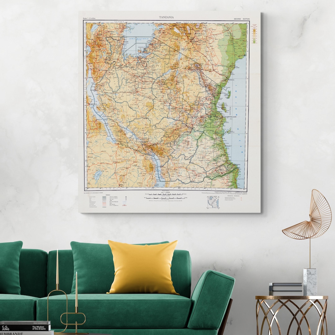 1972 Map of Tanzania – Post-independence East African Map – Cities ...