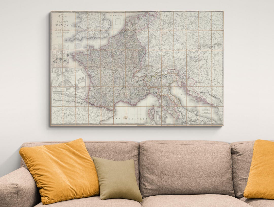 1813 Wall Map of France During First French Republic Napoleonic Empire ...