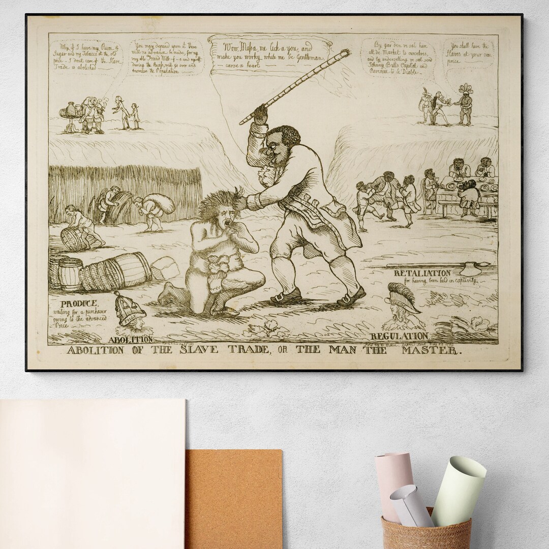 1788 Satirical Print Showing the Reversal of Roles for Slaves and ...