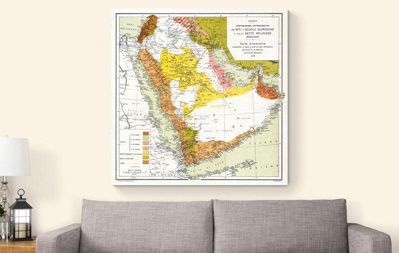 1918 Sunni and Shia Islam Population Map of Arabia – Historic ...