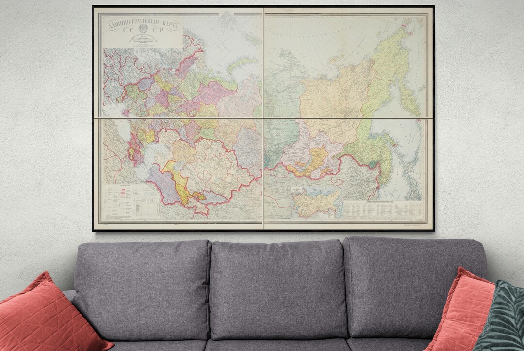 1936 Massive Wall Map of the Soviet Union CCCP USSR Historical Eastern ...