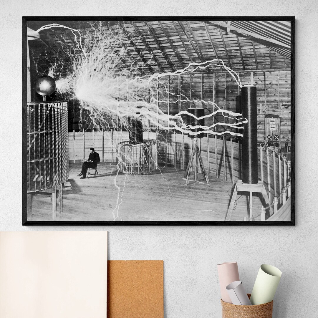 Nikola Tesla in Laboratory Tesla Coils AC Electricity Pioneer - Etsy