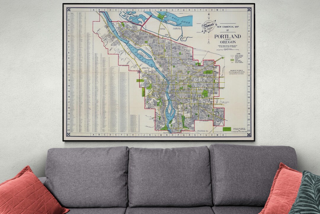 1927 Map of Portland Oregon Historical American Geography Vintage ...