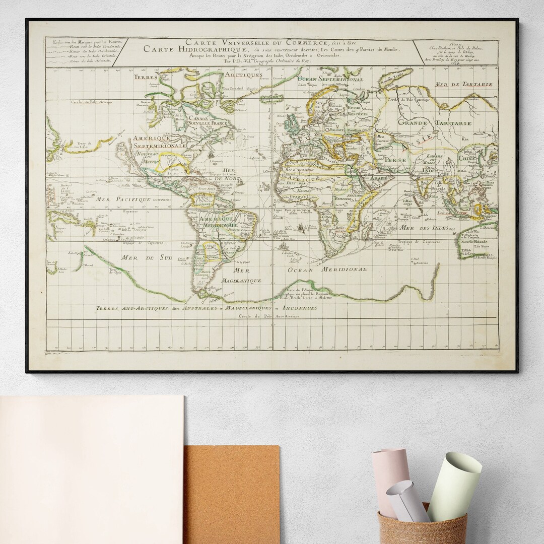 1674 World Map Illustrating Major World Trade Sea Routes of the 17th ...