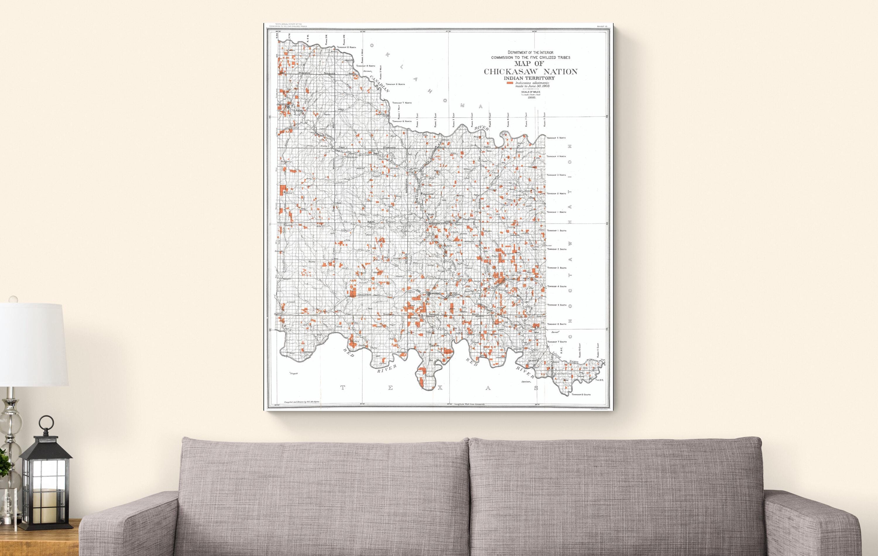1900 Map of Chickasaw Nation, Indian Territory – Native American Land ...