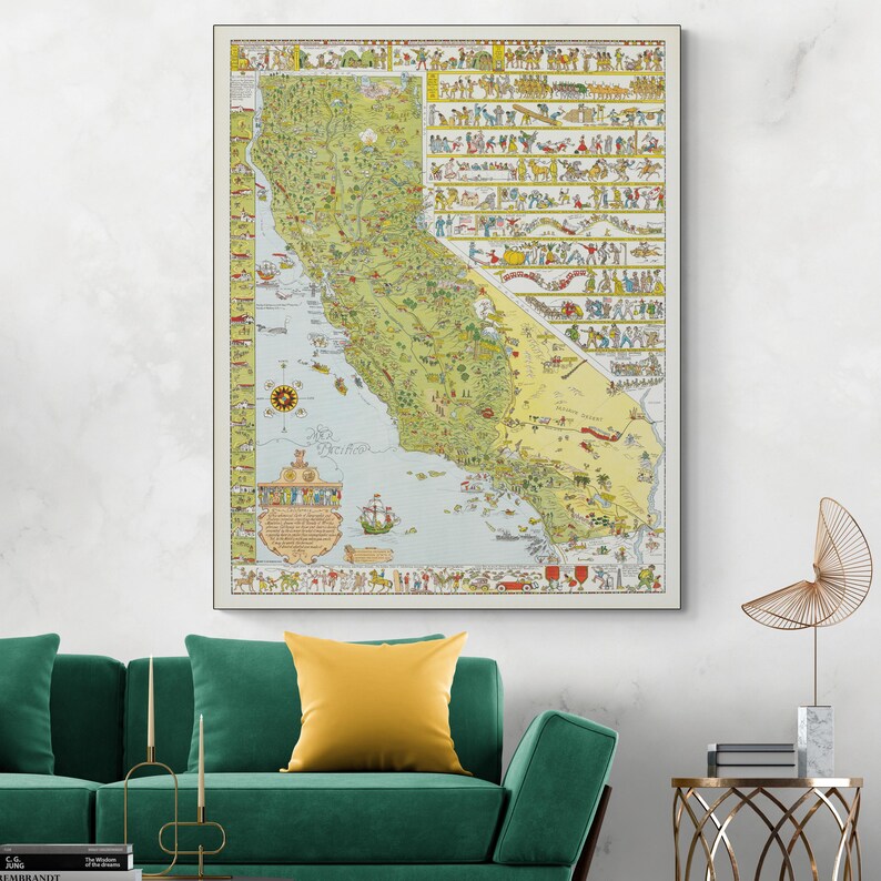 1927 Jo Mora Pictorial Map of California – Artistic Overview ...