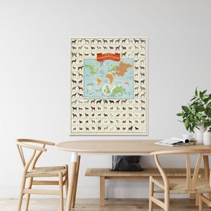 Pictorial Dog Breed Map of the World Educational Animal Veterinarian ...