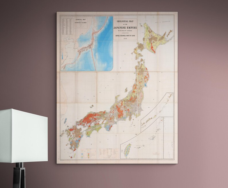 1902 Geological Map of Japan – 20th Century Earth Science Cartography ...