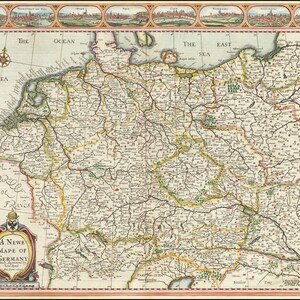 1632 Map of the Holy Roman Empire of the German Nation Historical ...