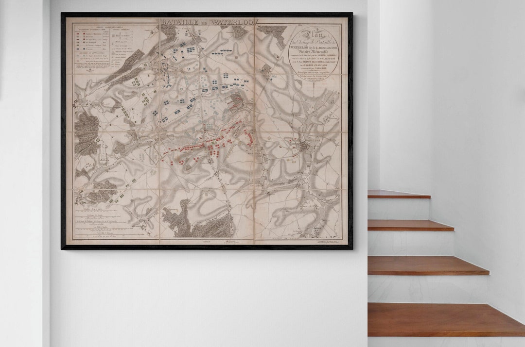 1815 Map of the Battlefield Plan of the Battle of Waterloo Napoleonic ...