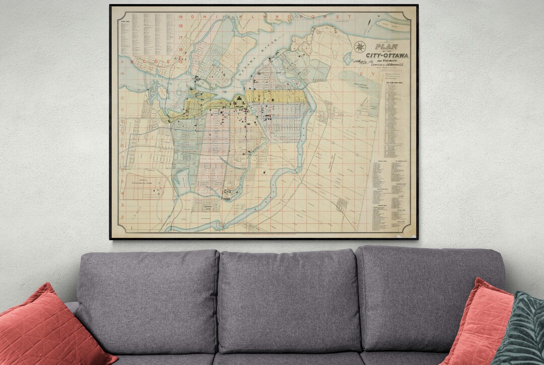 1895 Map of Ottawa Canada Historical Canadian Geography Vintage ...