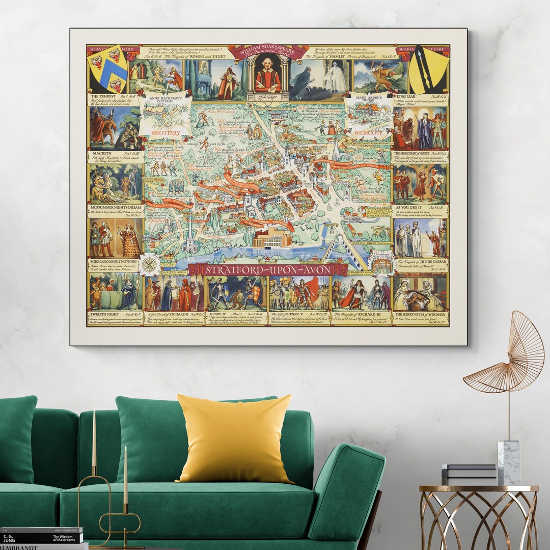 Pictorial Map of Stratford-upon-avon England – Birthplace of William ...