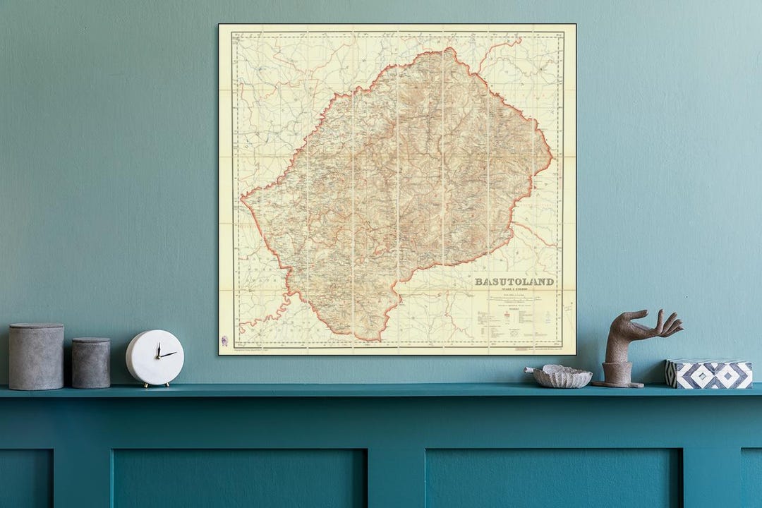 1911 Map of Lesotho Africa Historical African Geography Vintage ...