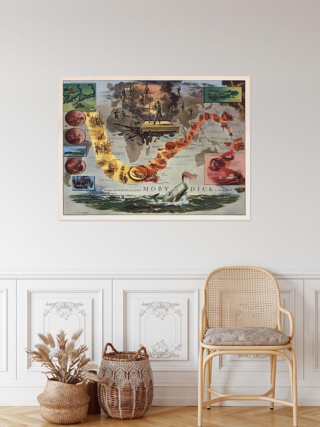 Pictorial Map of Herman Melville's Moby Dick American Literary History ...