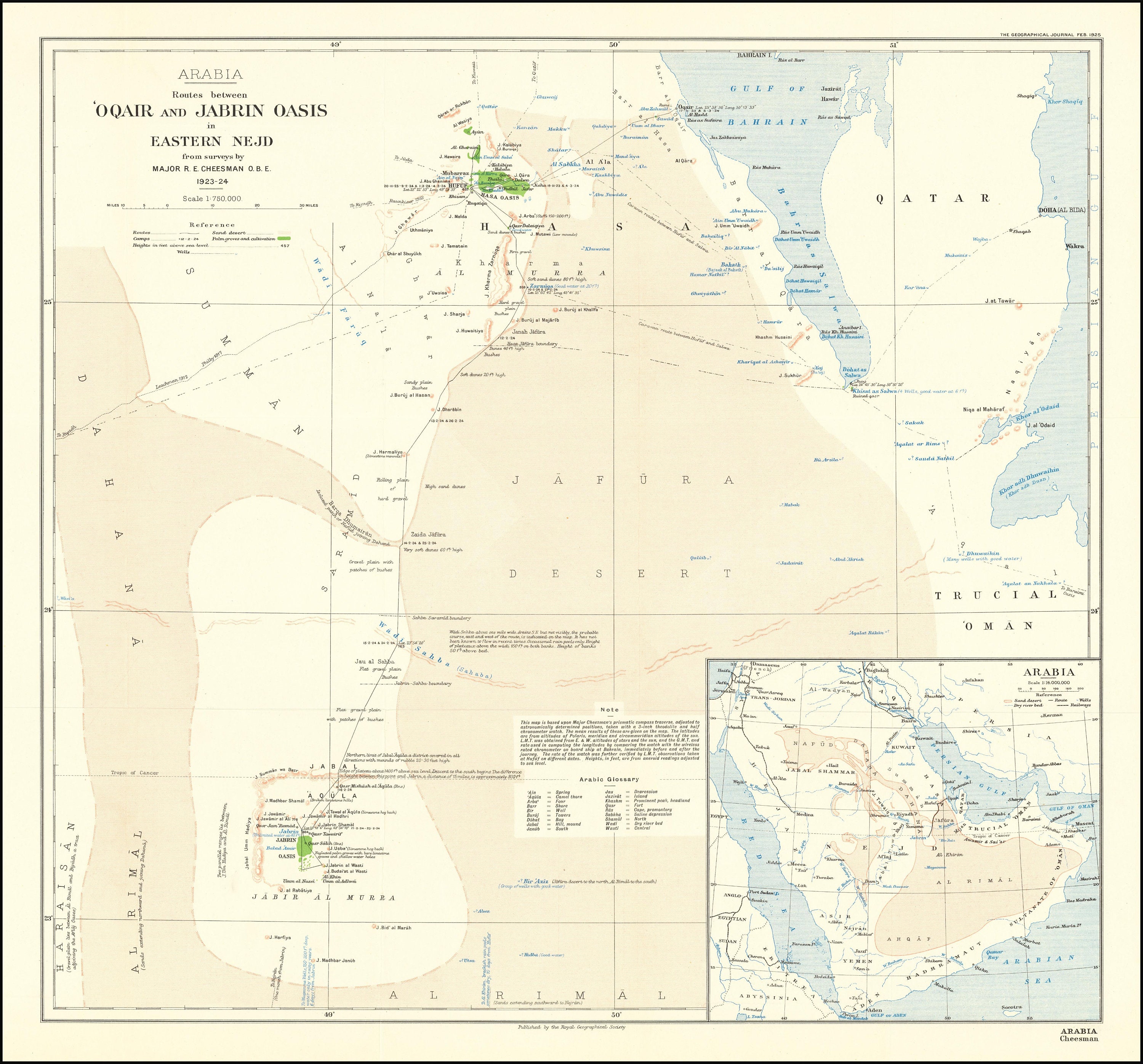 1925 Map of Qatar Antique Geography Historical Middle Eastern Home ...