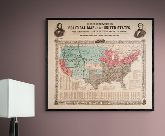 1856 Reynold's Political Map of the United States Showing - Etsy Canada