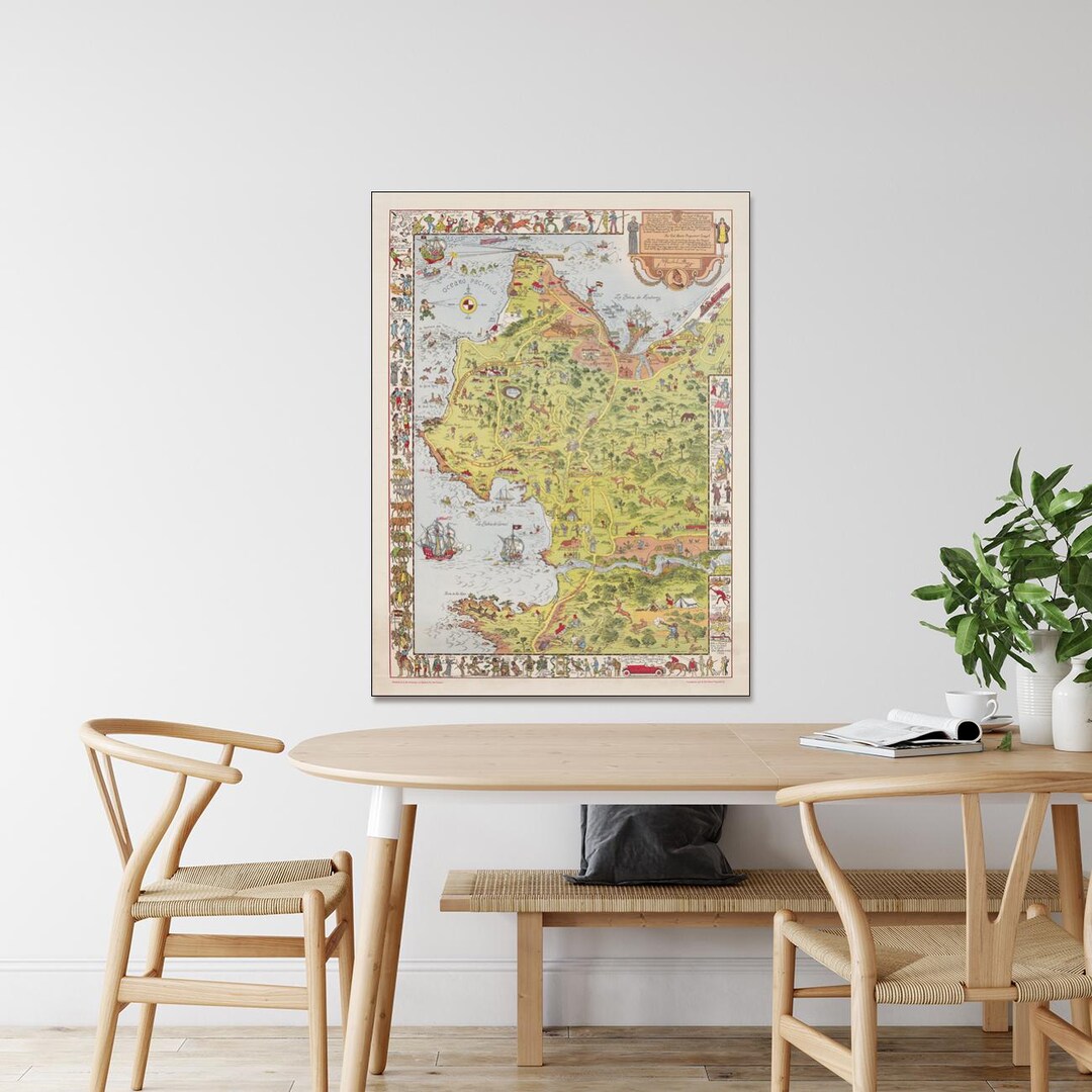 1927 Pictorial Jo Mora Map of Monterey California American Geography ...