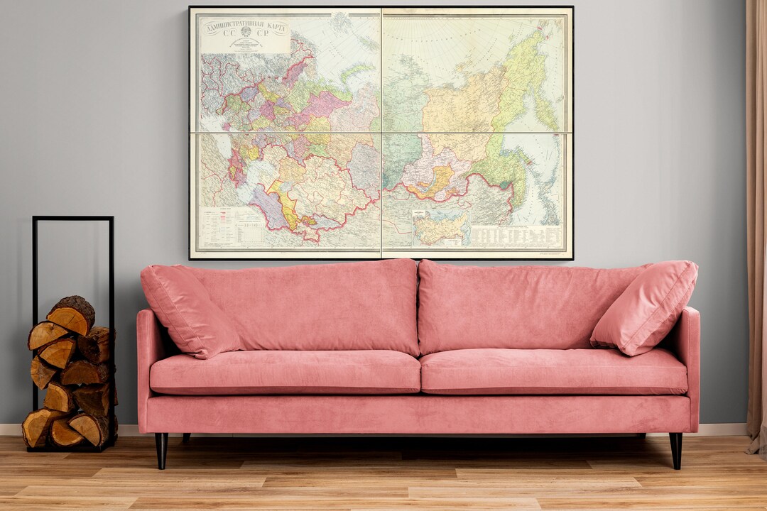 Buy 1936 Huge Administrative Wall Map of the Soviet Union CCCP USSR ...