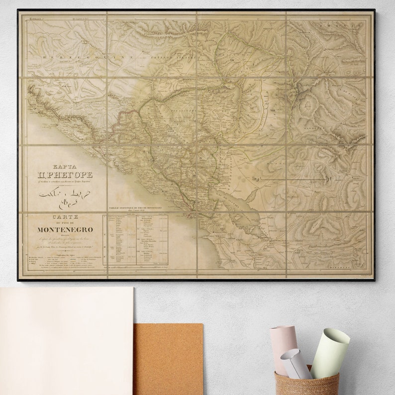 1838 Earliest Modern Map of Montenegro Historical Balkans Geography ...