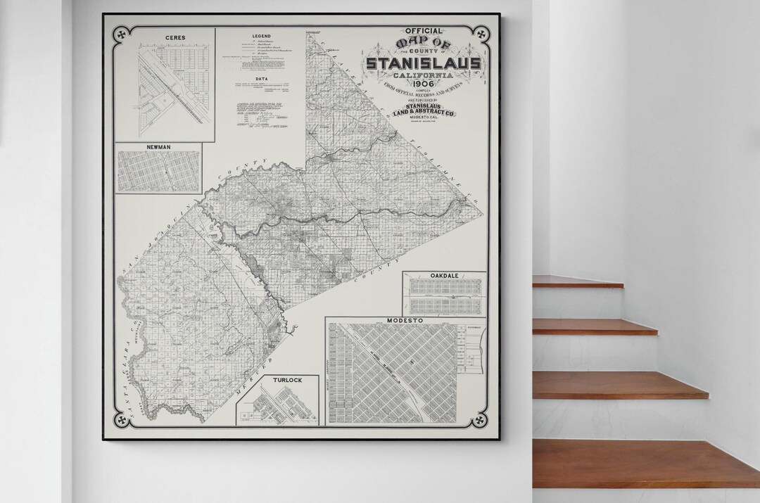 1906 Map of Stanislaus County California Historical American Geography ...