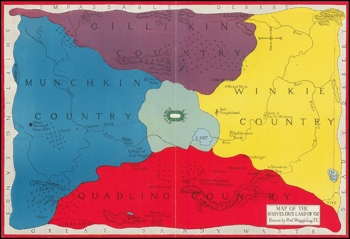 1920 Map of the Marvelous Land of Oz Fantasy Geography Nursery Literary ...