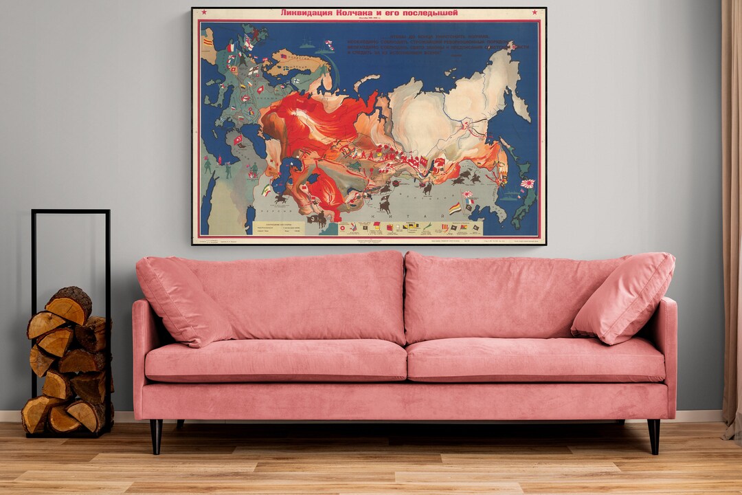 1925 Map Showing Russian Bolsheviks Annexing Siberia and Asia CCCP ...