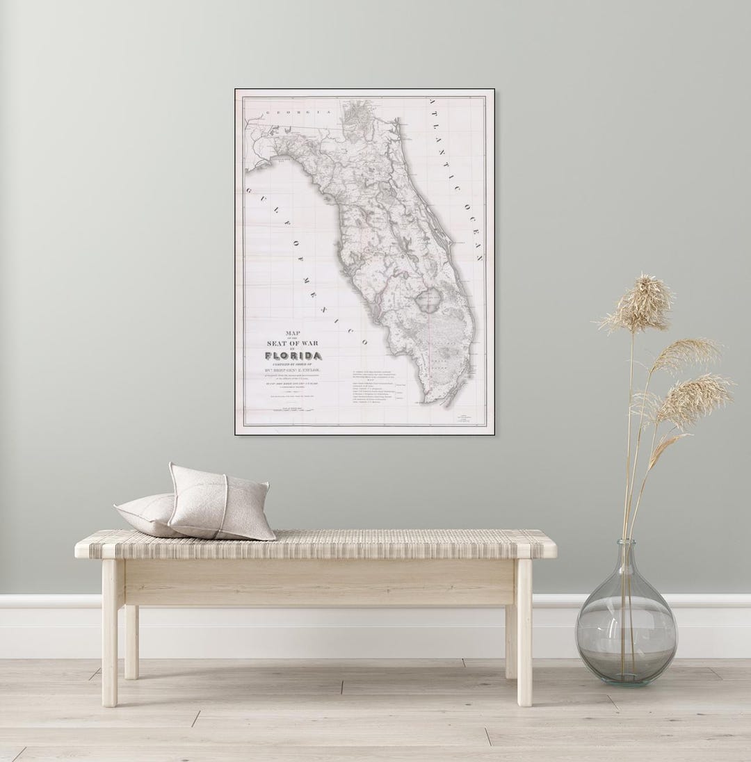 1839 Second Seminole War Military Map of Florida American History ...