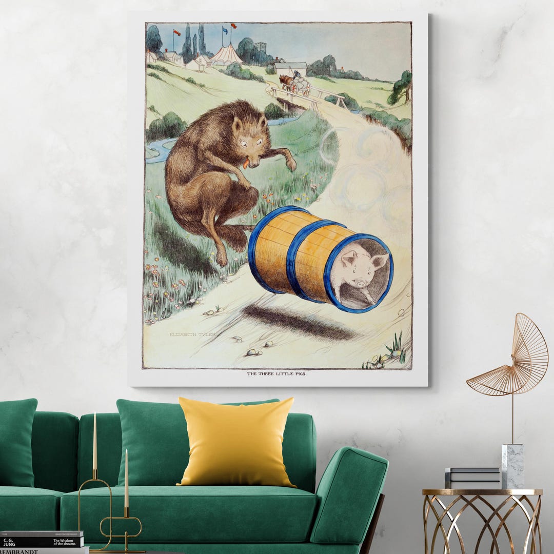 Three Little Pigs and Big Bad Wolf Illustration – 19th Century Fairy ...
